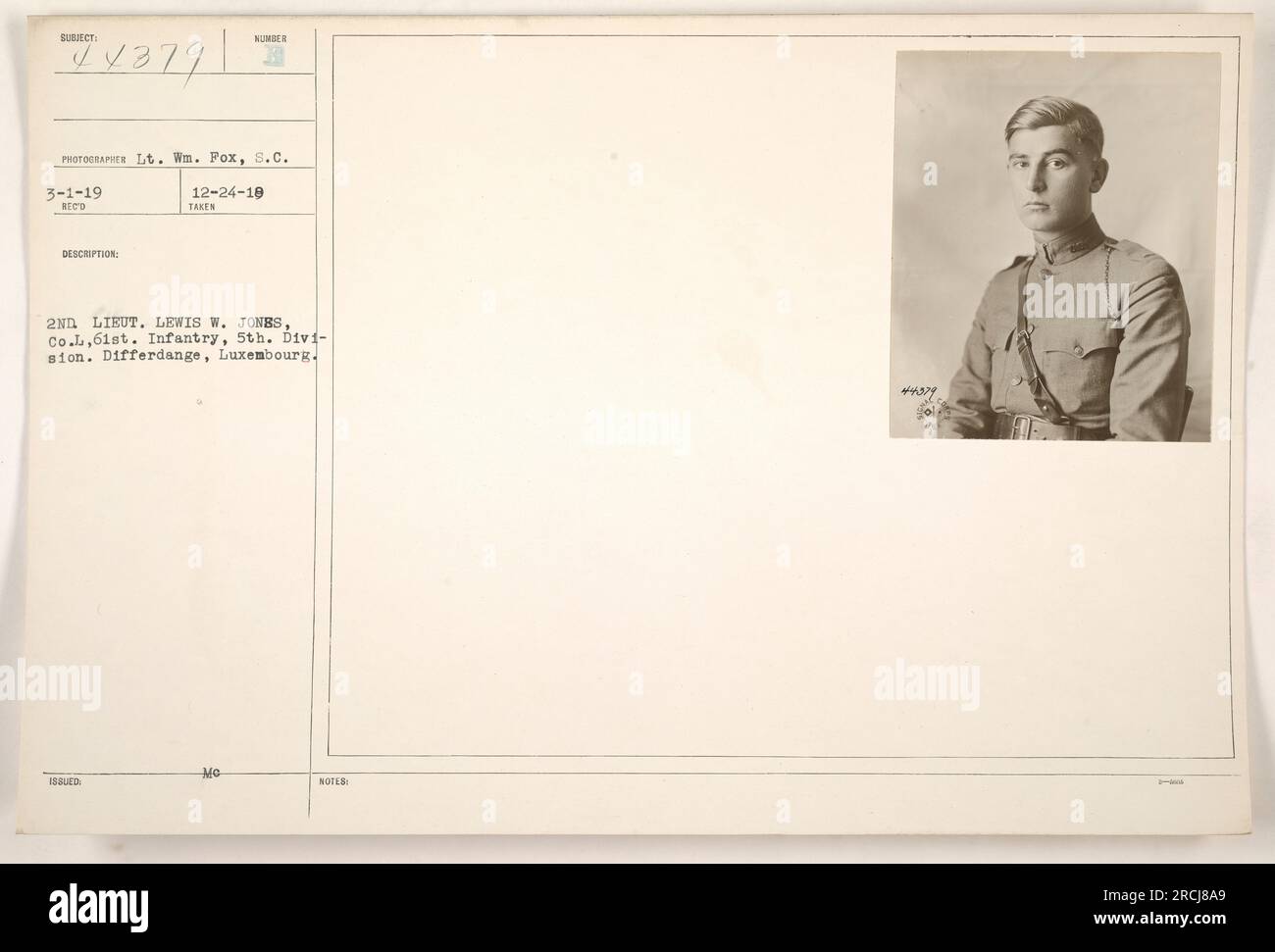 Soldier 2nd Lt. Lewis W. Jones from Co. L, 61st Infantry, 5th Division ...