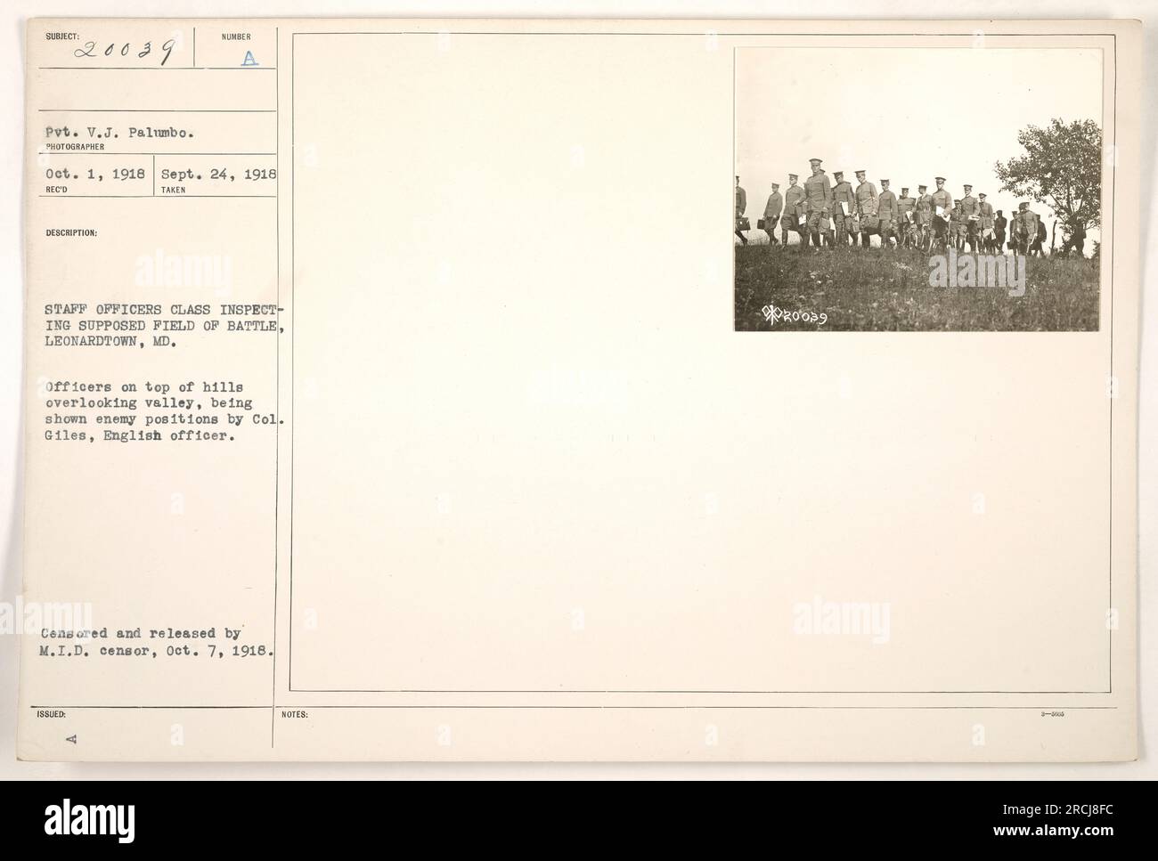 Private V.J. Palumbo took this photograph on October 1, 1918 in ...