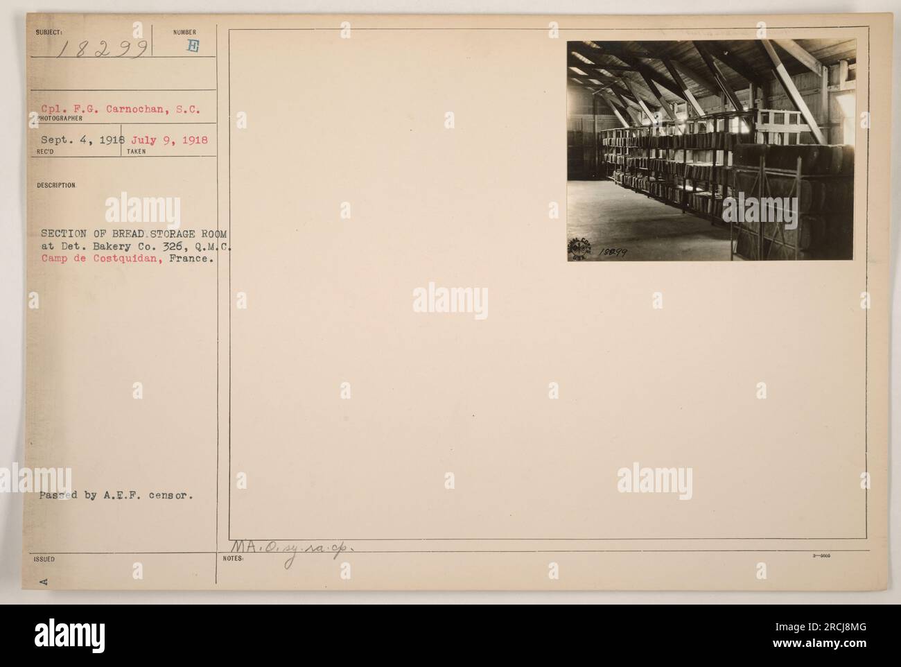 A photograph of Corporal F.G. Carnochan taken on July 9, 1918, in a ...