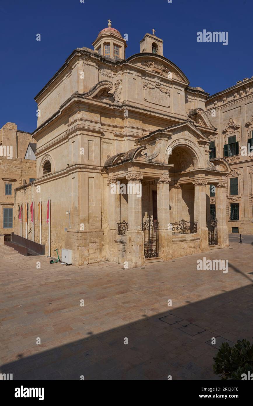 Historic buildings inside the fortified ancient city of Valetta in ...