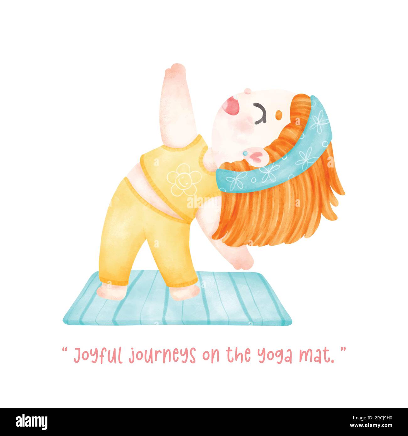 A charming hand drawn cartoon of a kid practicing yoga exercises. This ...