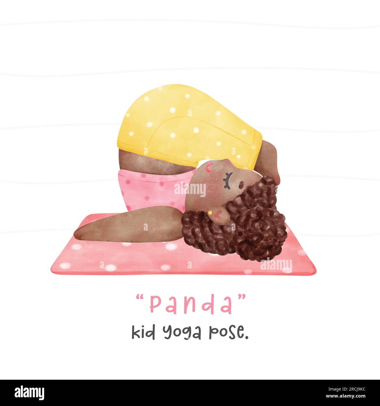 A charming hand drawn cartoon of a kid practicing yoga exercises. This ...