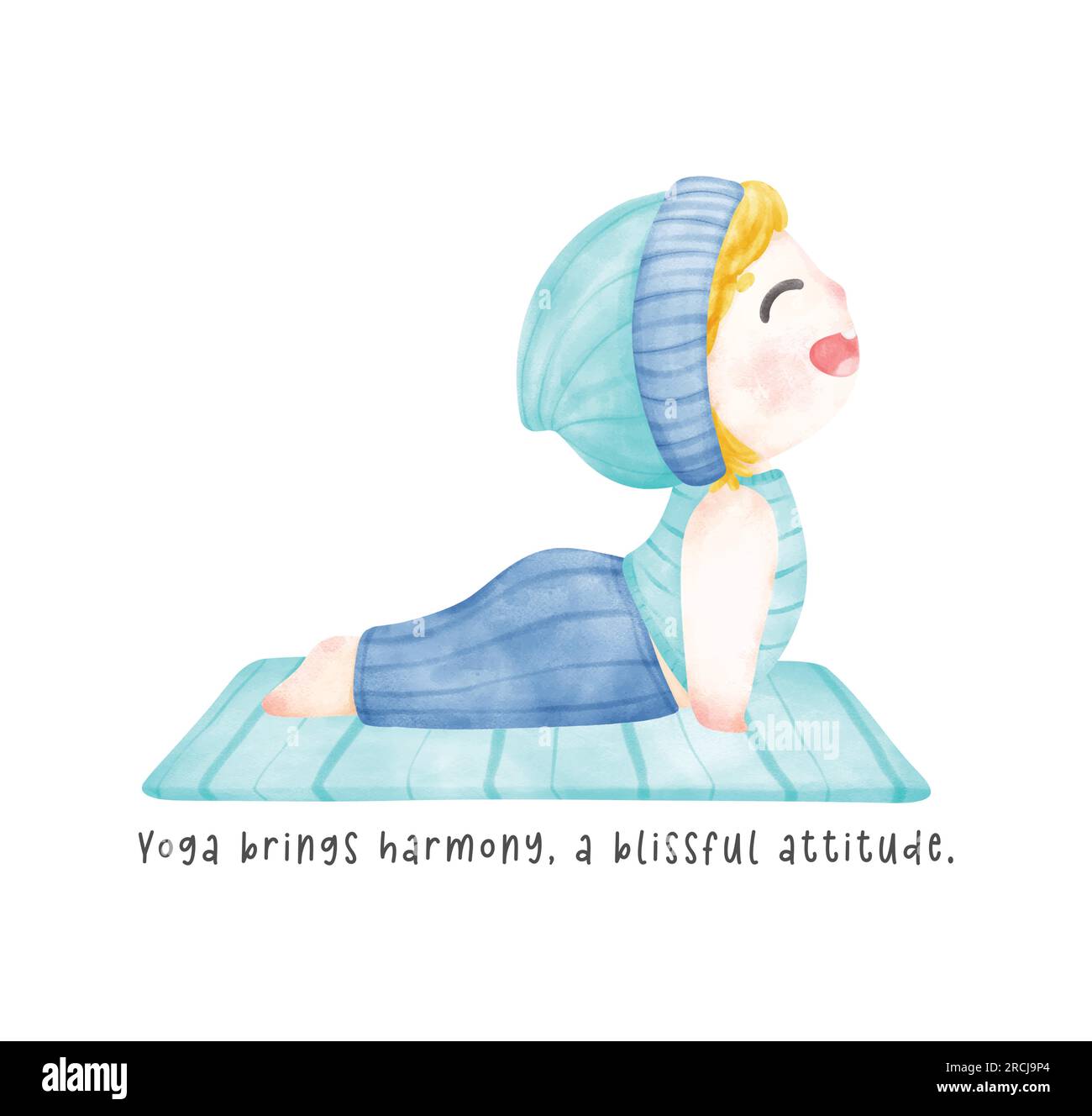 cute cartoon young kid boy in cobra yoga pose radiates happiness and ...