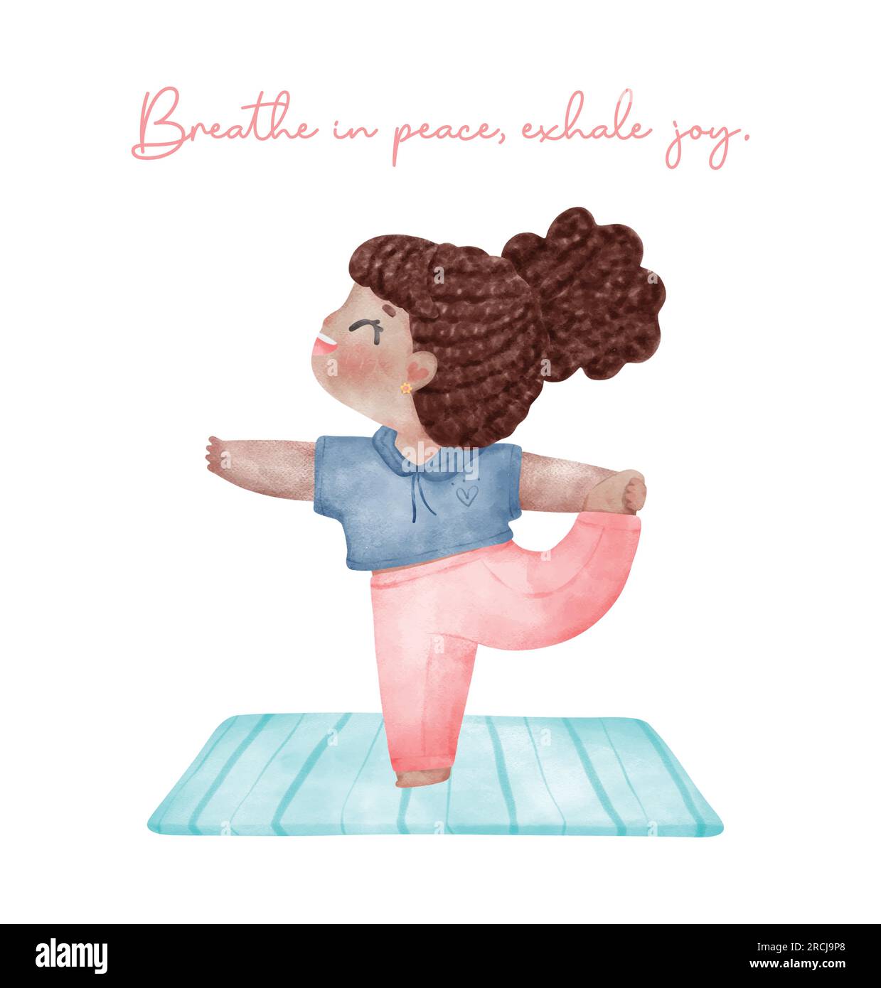 cute cartoon young kid girl in flamingo yoga pose radiates happiness ...