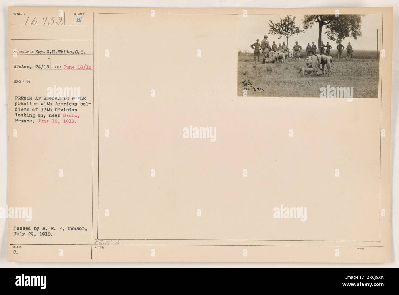 "FRENCH AT AUTOMATIC RIFLE practice with American soldiers of 77th ...
