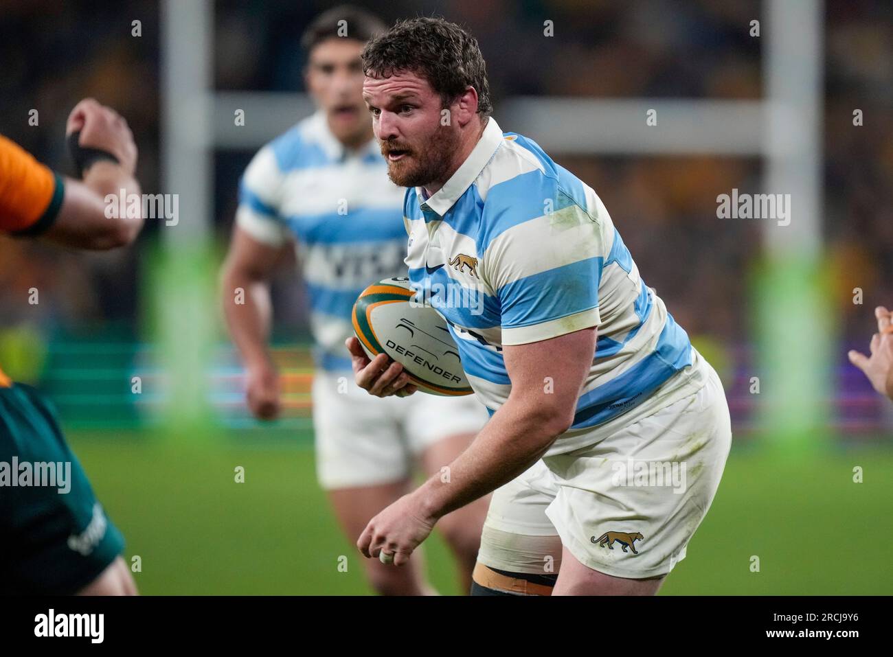 Argentina's Julian Montoya runs at the defense during the Rugby ...