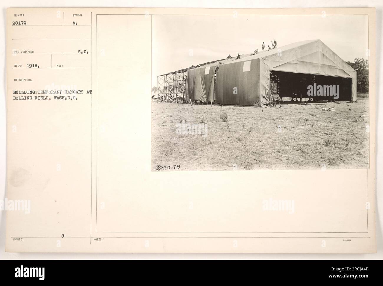 Temporary hangars being built at Bolling Field in Washington, D.C. in ...