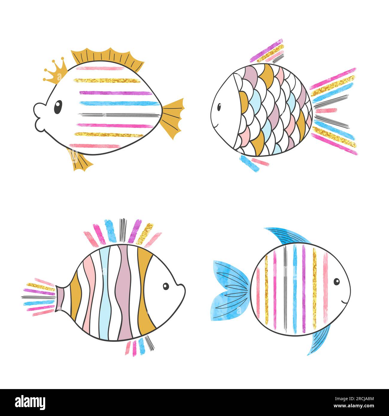 Set of cute cartoon fish. Vector illustration Stock Vector Image & Art ...