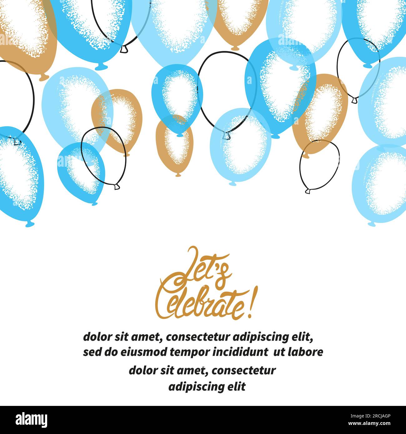 Blue and golden balloons. Vector celebration background Stock Vector ...
