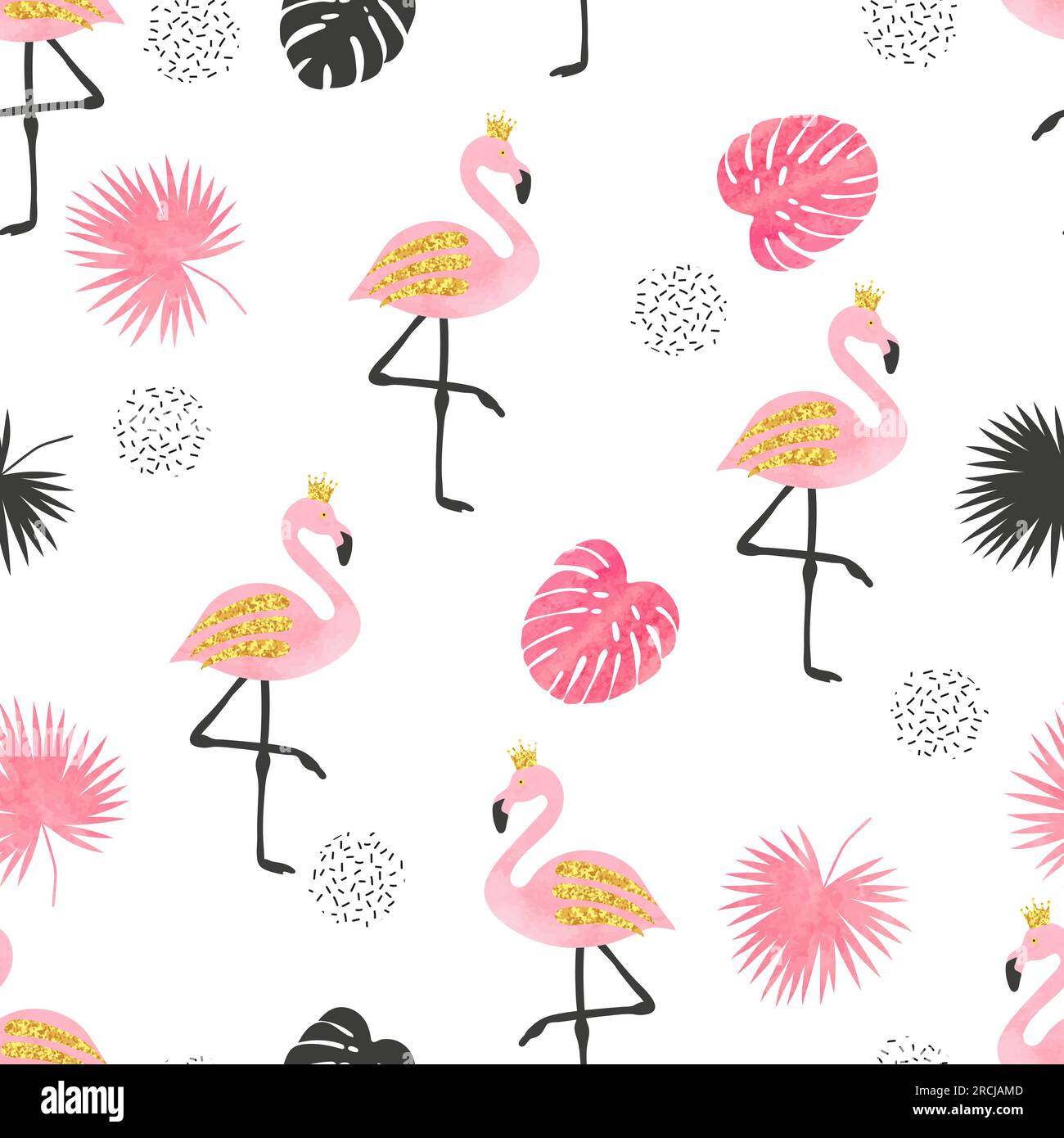 Watercolor Flamingo seamless pattern. Vector background design with ...