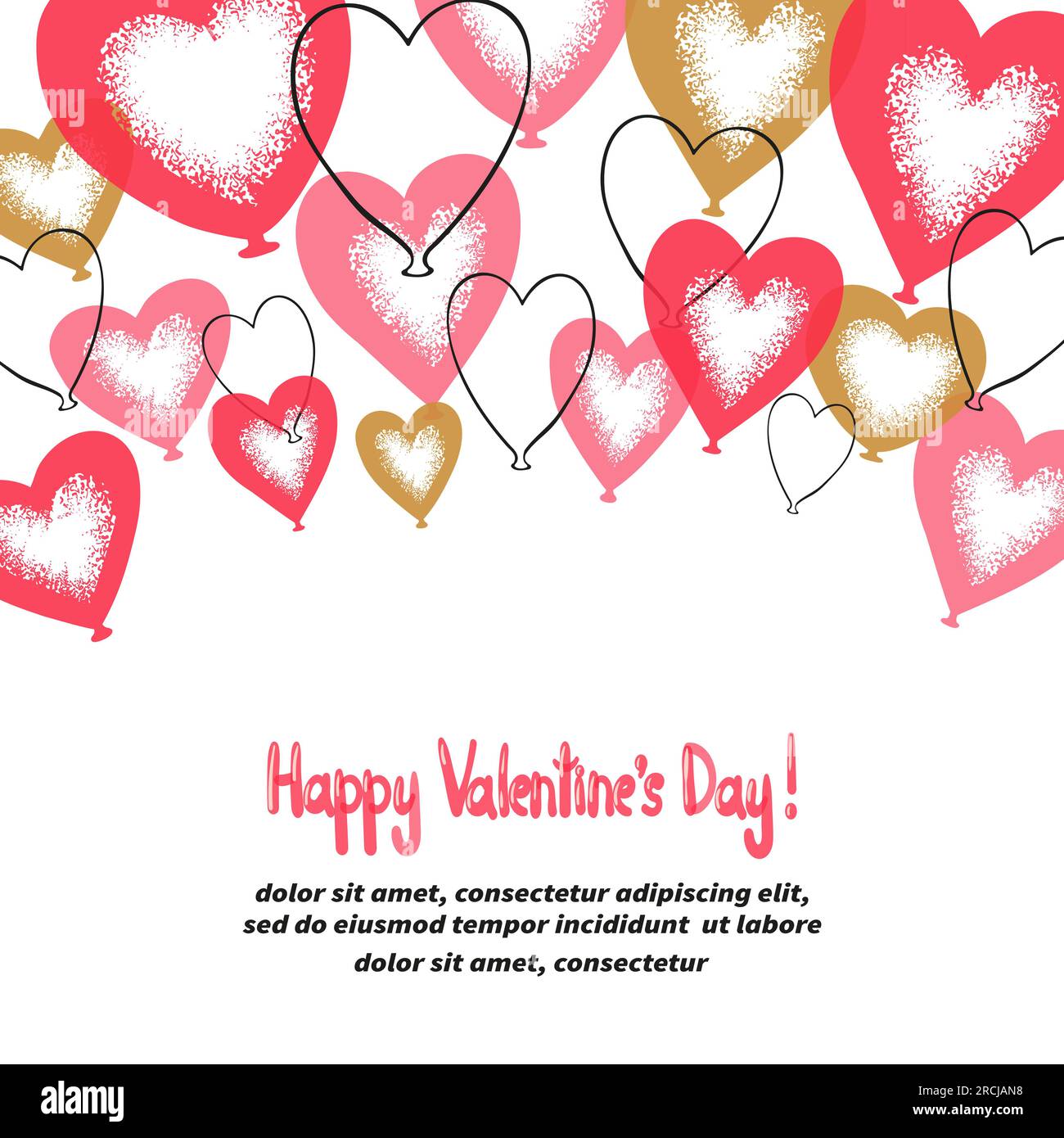 Valentines day heart balloons border. Vector illustration Stock Vector ...