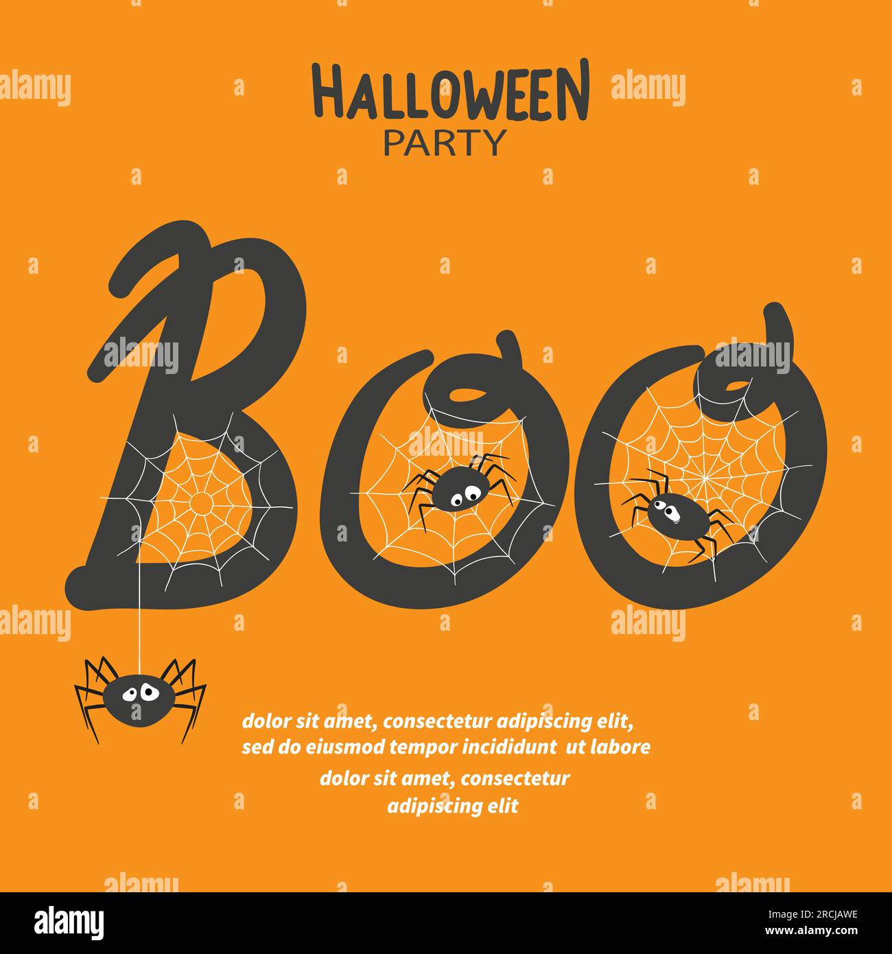 Halloween vector illustration with spiders. Boo lettering Stock Vector ...
