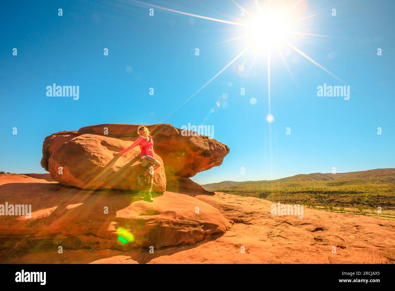 Tourist woman after trekking atop of Kalaranga Lookout with spectacular ...