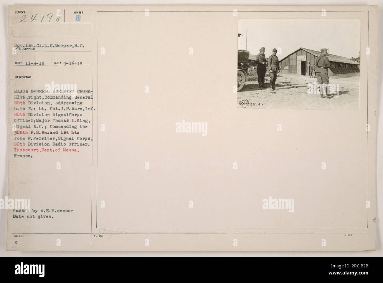 Major General Adelbert Cronkhite, Commanding General of the 80th ...