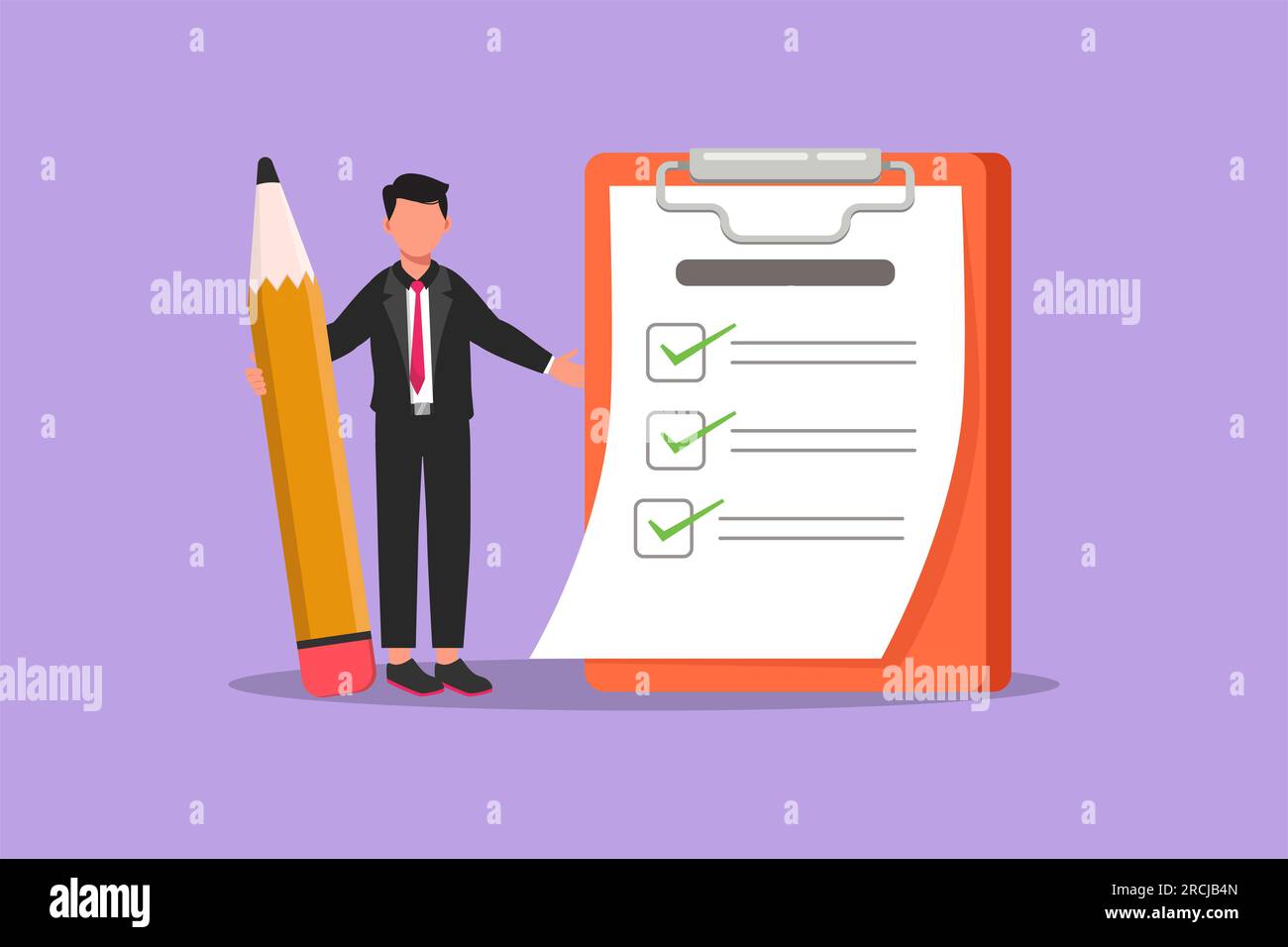 Cartoon flat style drawing of happy smiling businessman standing with ...