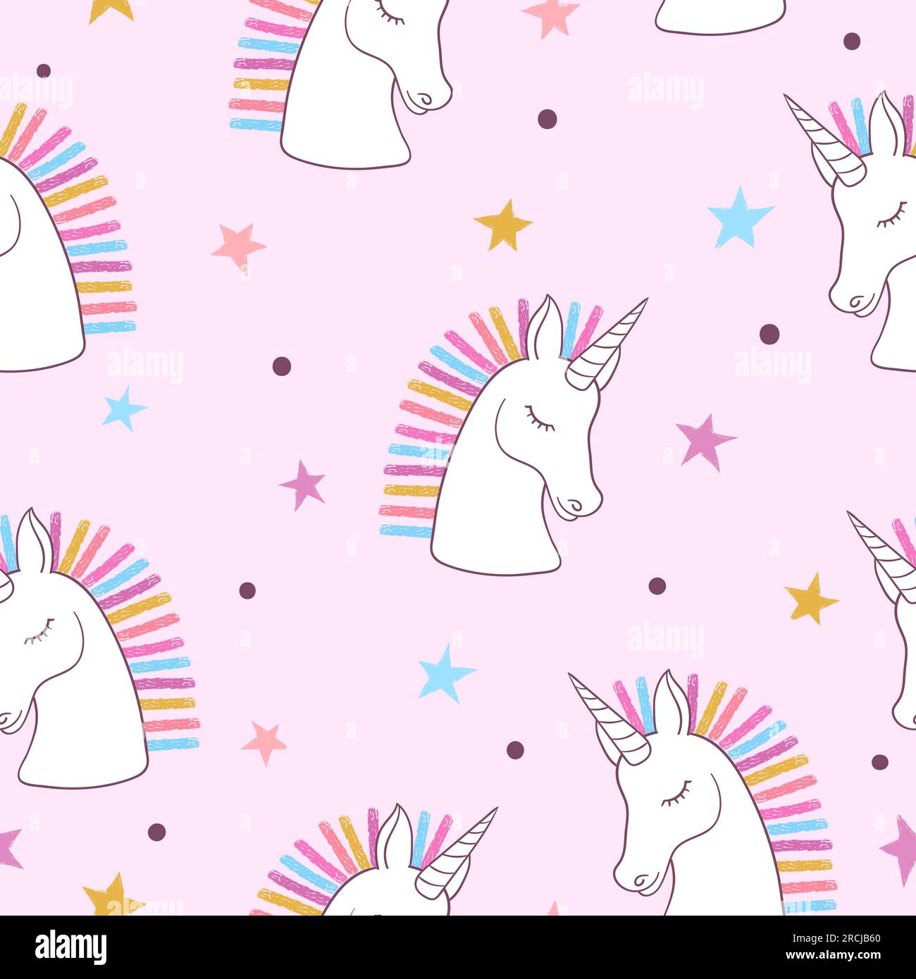 Seamless rainbow unicorns pattern. Vector magic illustration for kids ...