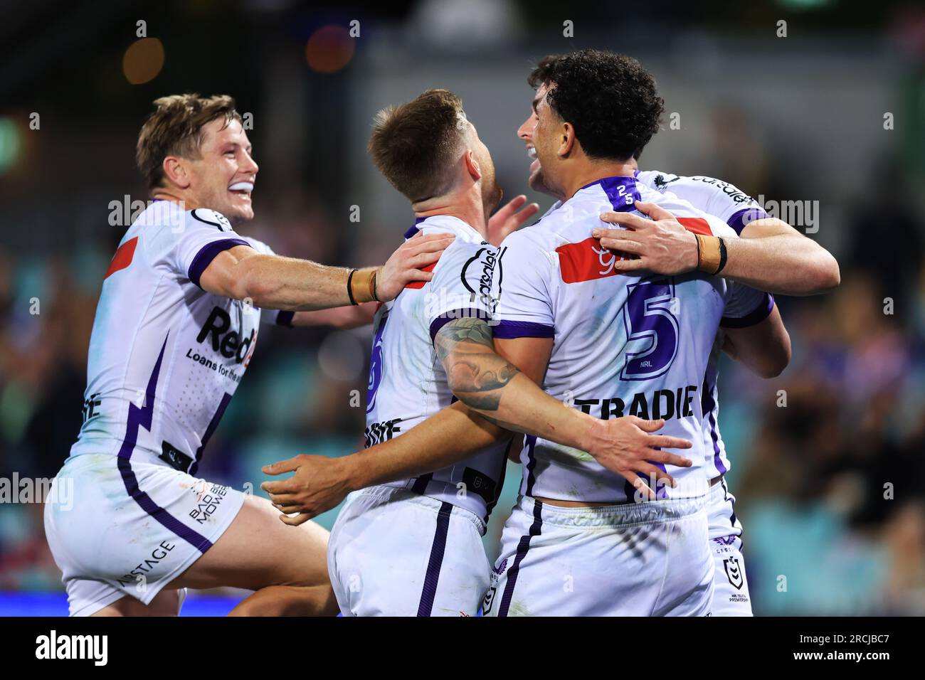 Sydney, Australia. 15th July, 2023. Xavier Coates of the Storm (R ...