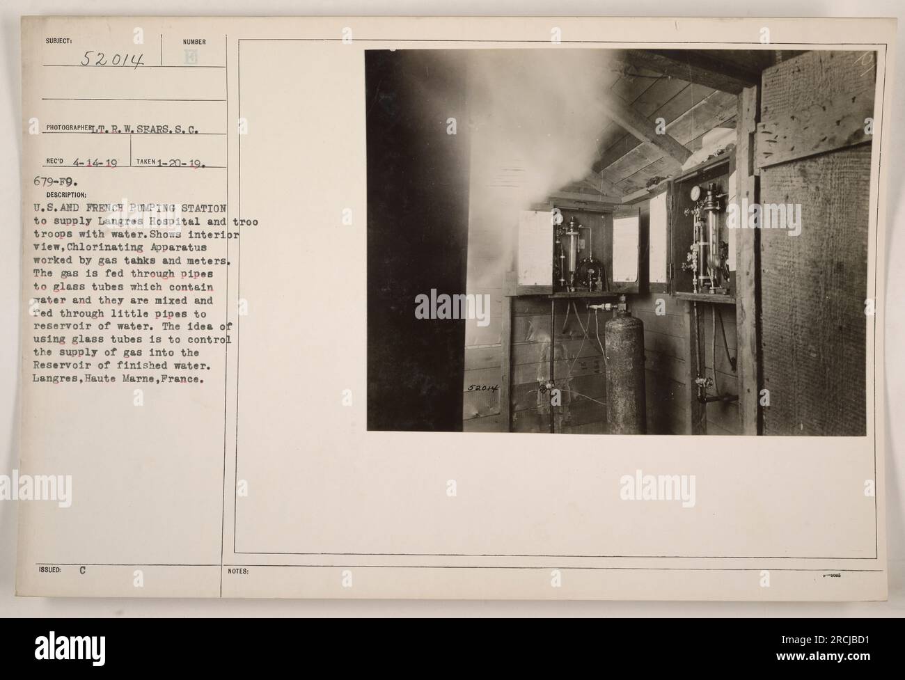 Interior view of a U.S. and French pumping station in Langres, Haute ...