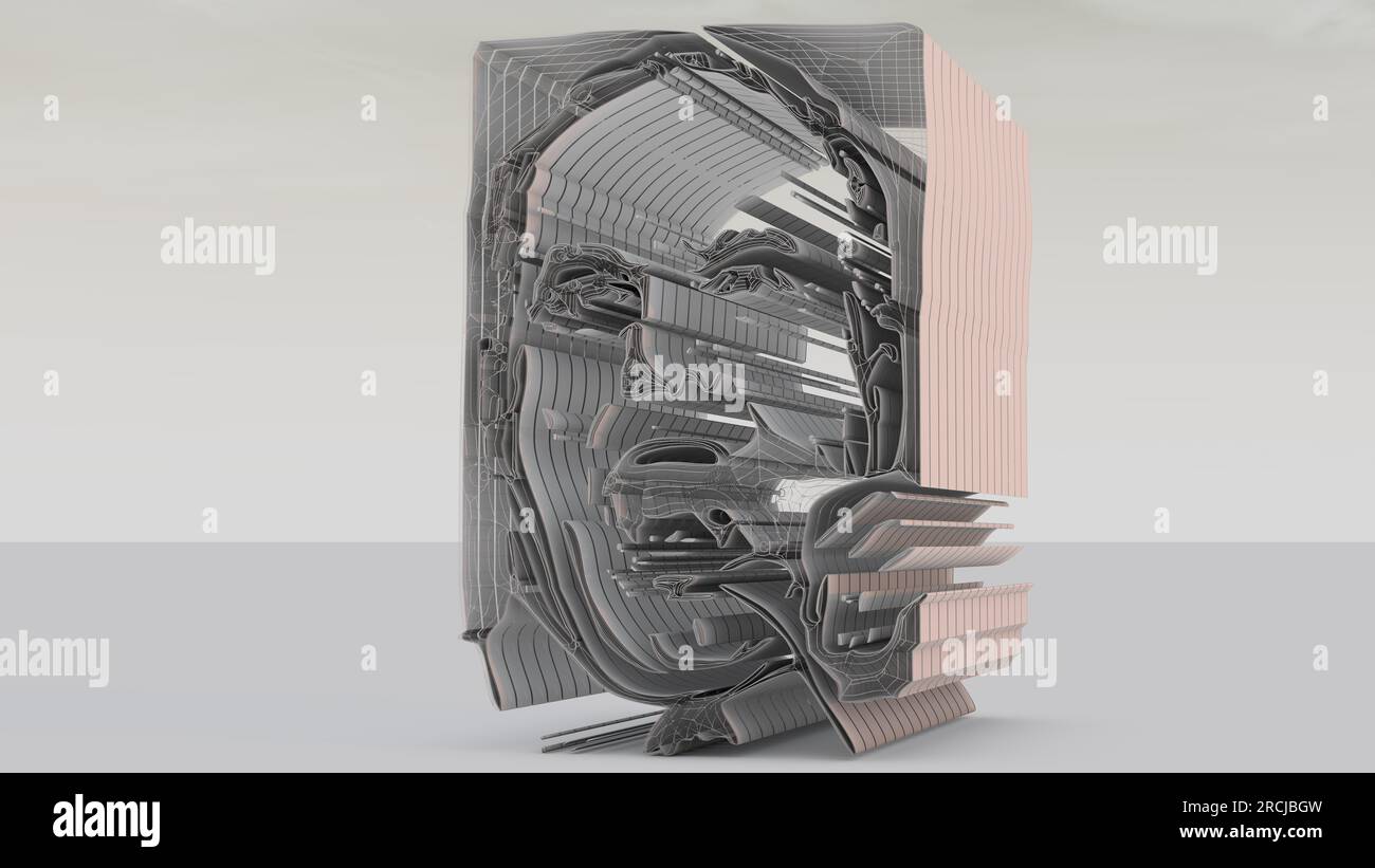 3D architectural illustrated representation of a human bust. Extremely ...