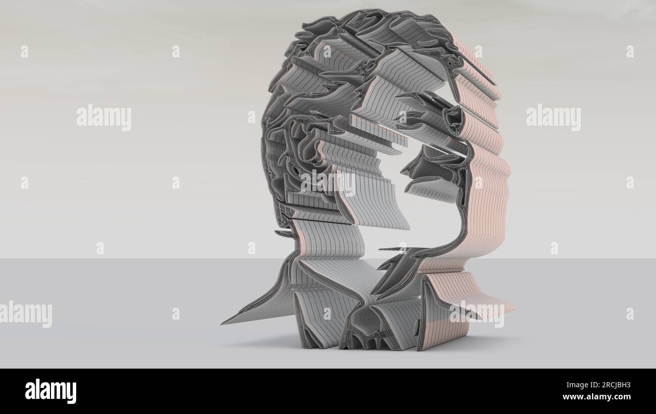 3D architectural illustrated representation of a human bust. Extremely ...