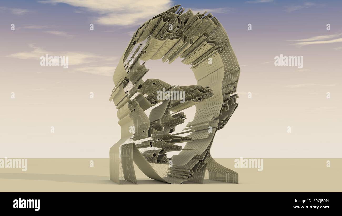 3D architectural illustrated representation of a human bust. Extremely ...