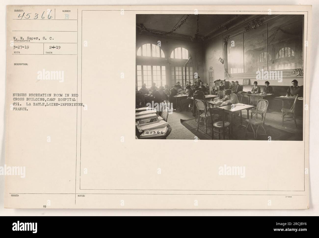 Caption: Nurses recreation room in Red Cross building, Camp Hospital ...