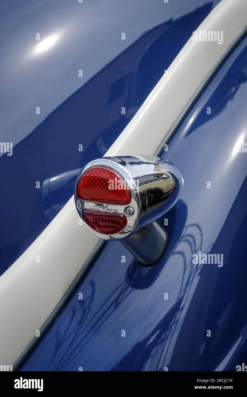 Close up detail of a BMW 327 Vintage car cruising on the road during ...