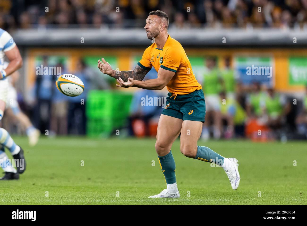 Sydney, Australia, 15 July, 2023. Quade Cooper of Wallabies passes the ...