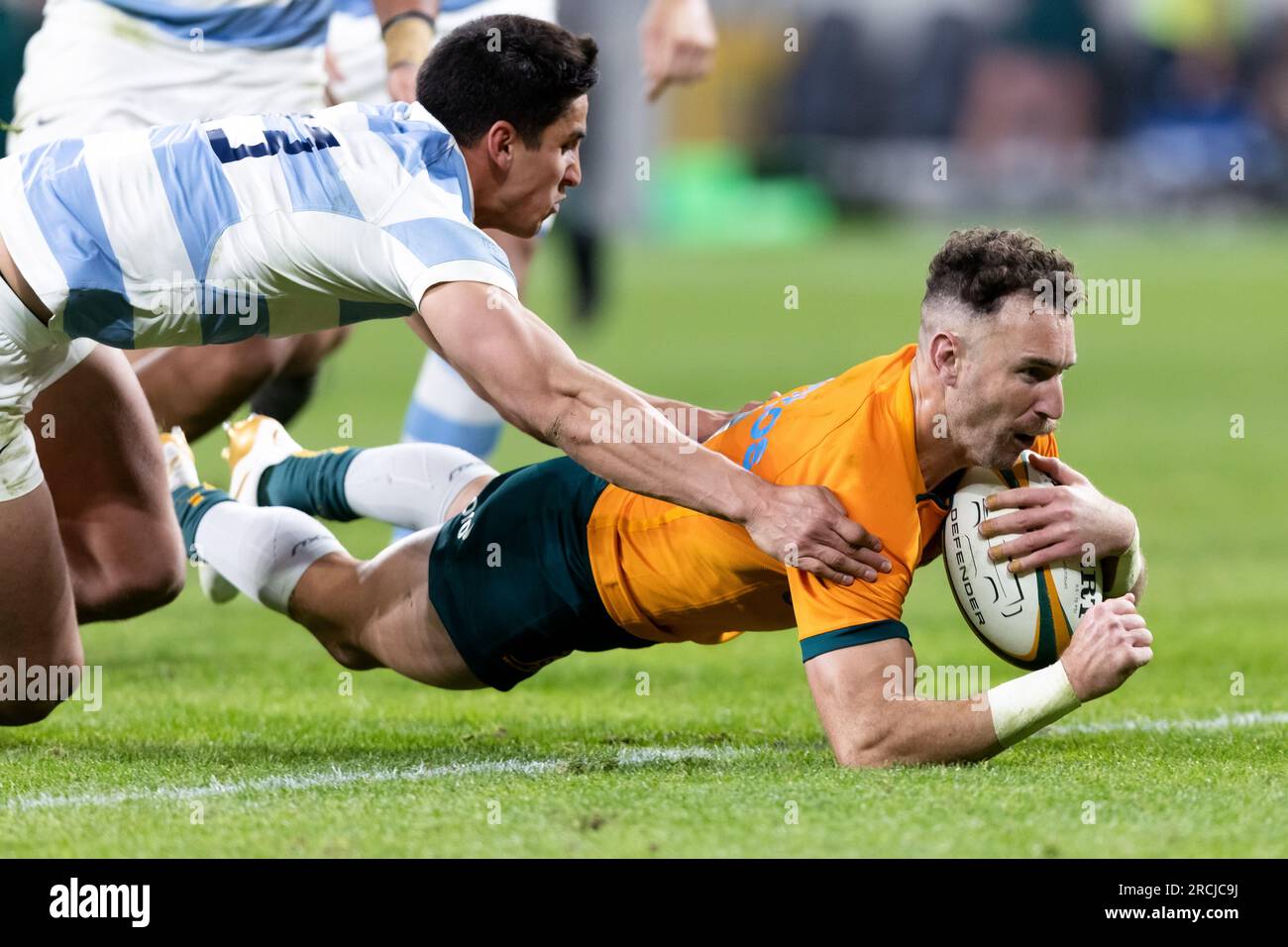 Sydney, Australia, 15 July, 2023. Nick White of Wallabies scores a try ...
