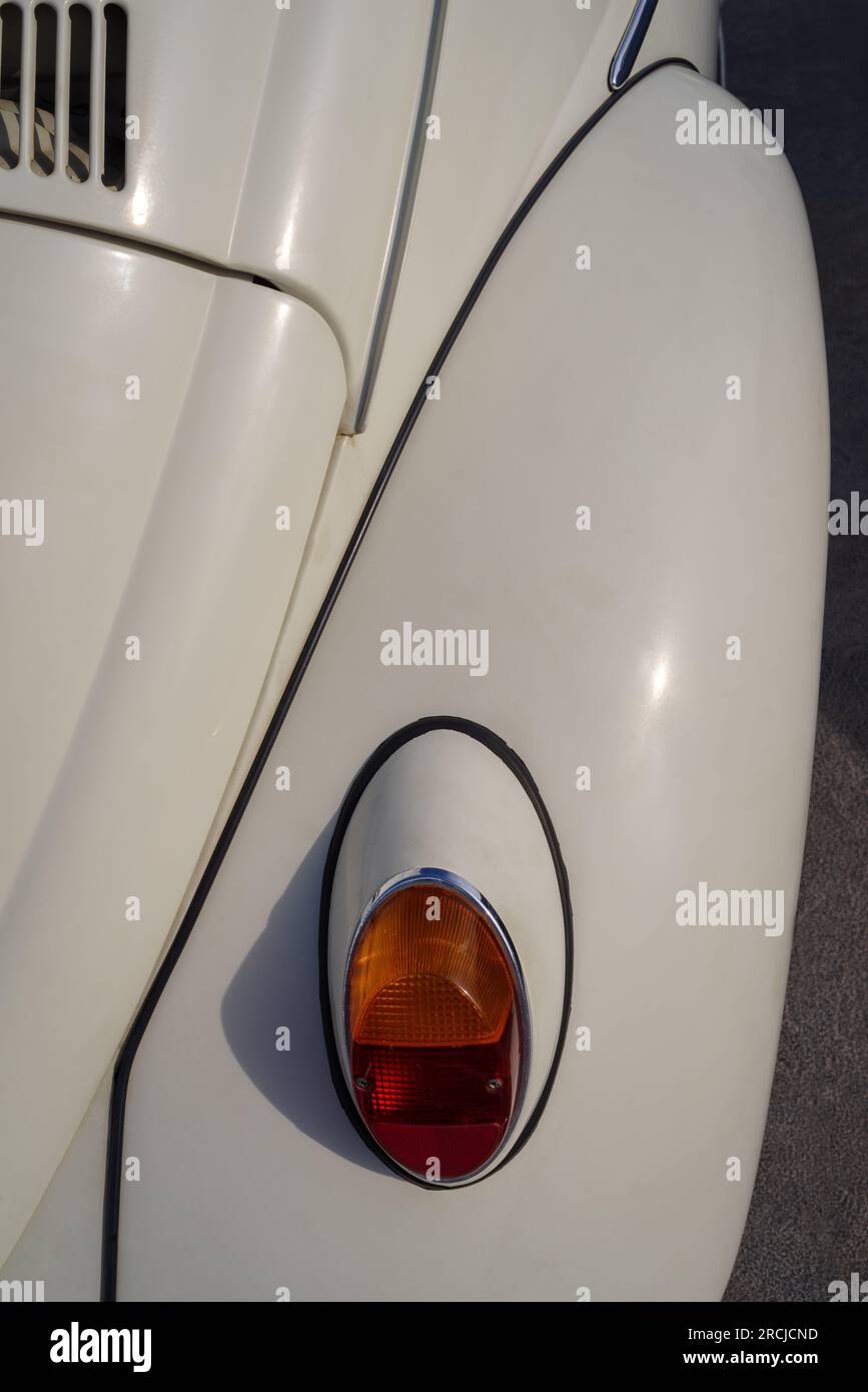 Close up detail of Volkswagen Beetle classic car parked in a street ...