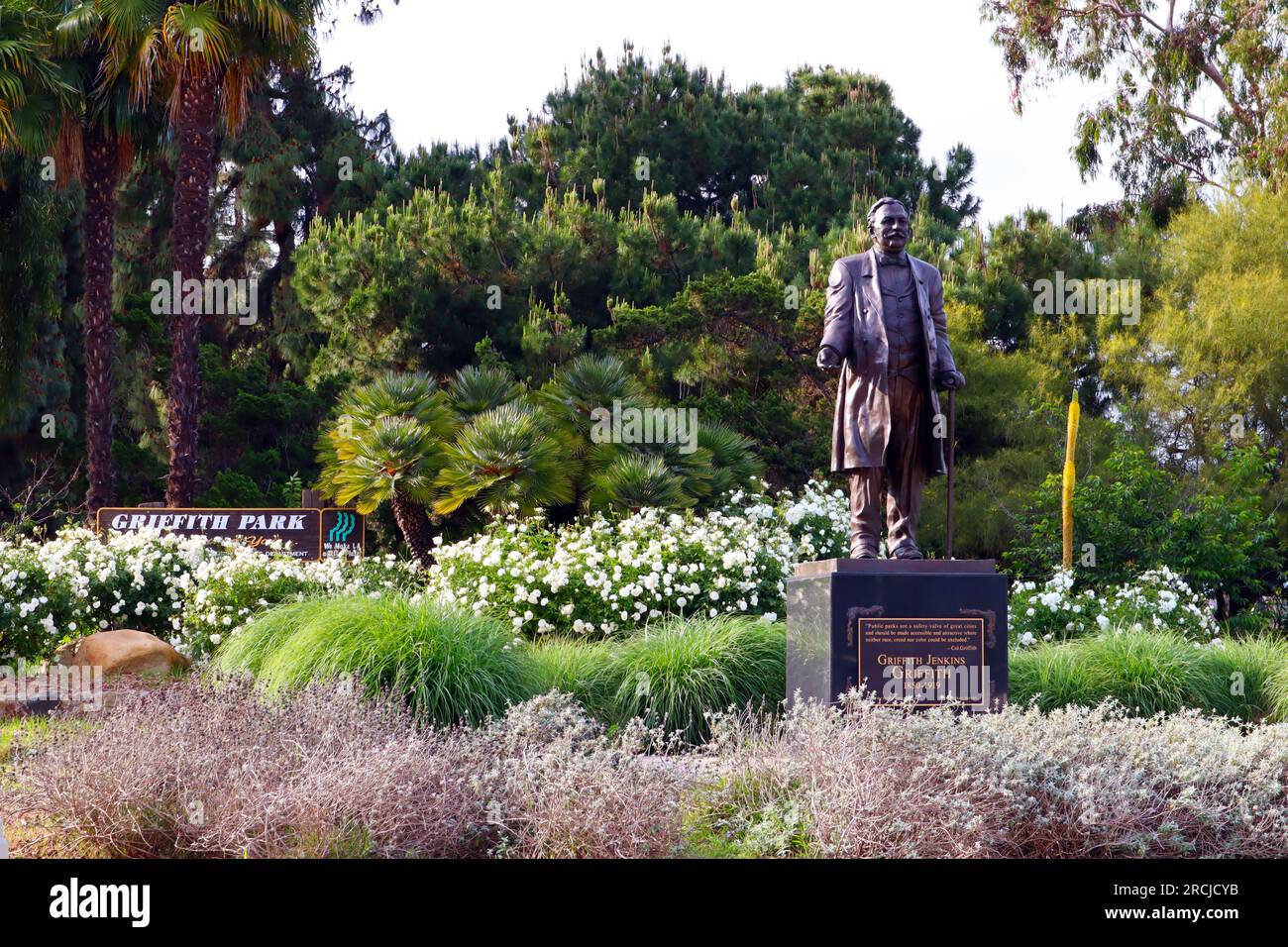 Los Angeles, California: Griffith Jenkins Griffith bronze statue ...