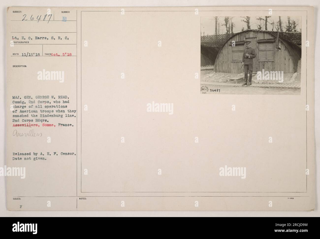 Lt. E. O. Harrs, S. R. C. took the photograph labeled 111-SC-26487. The ...