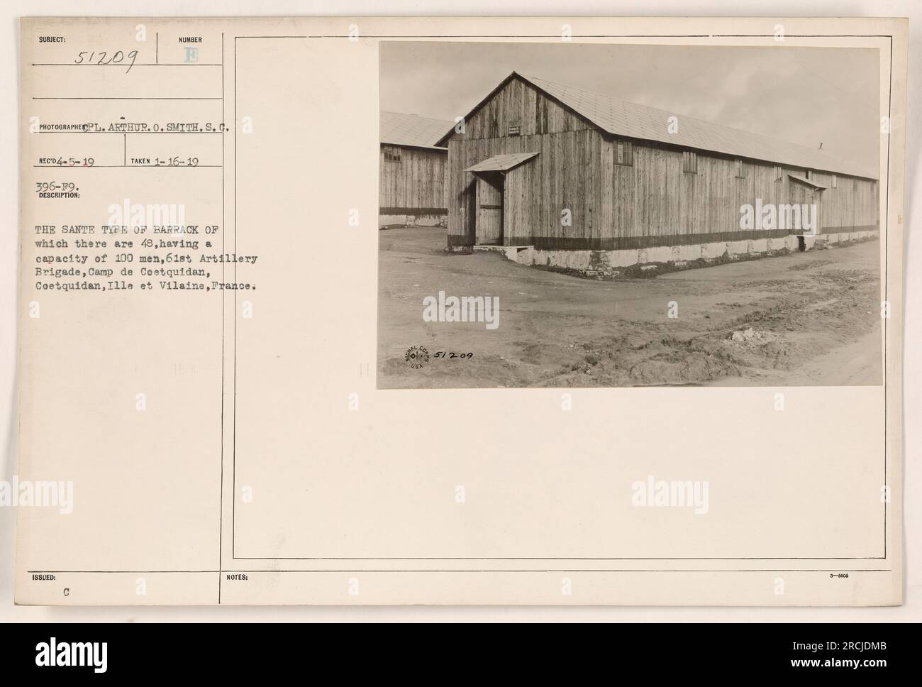 The image shows a Sante-type barrack at the Camp de Coetquidan in ...