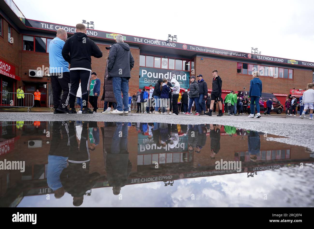 Fans arrive for a pre-season friendly match at the Poundland Bescot ...