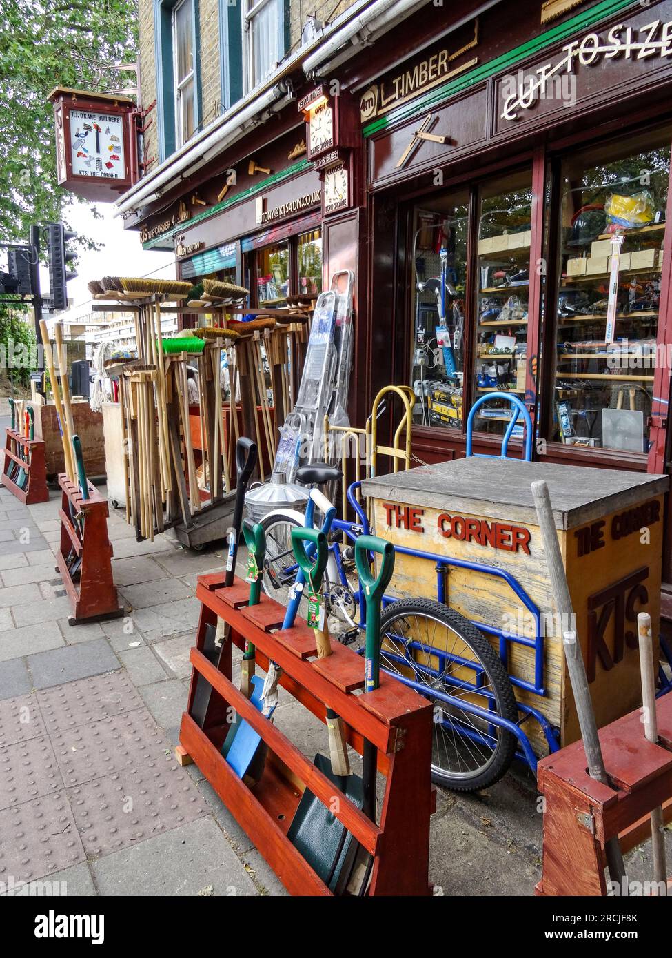 Views about and around a traditional British hardware shop with goods ...