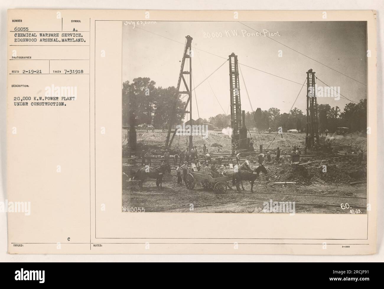 "Photograph of the construction of a 20,000 K.W. power plant at the ...