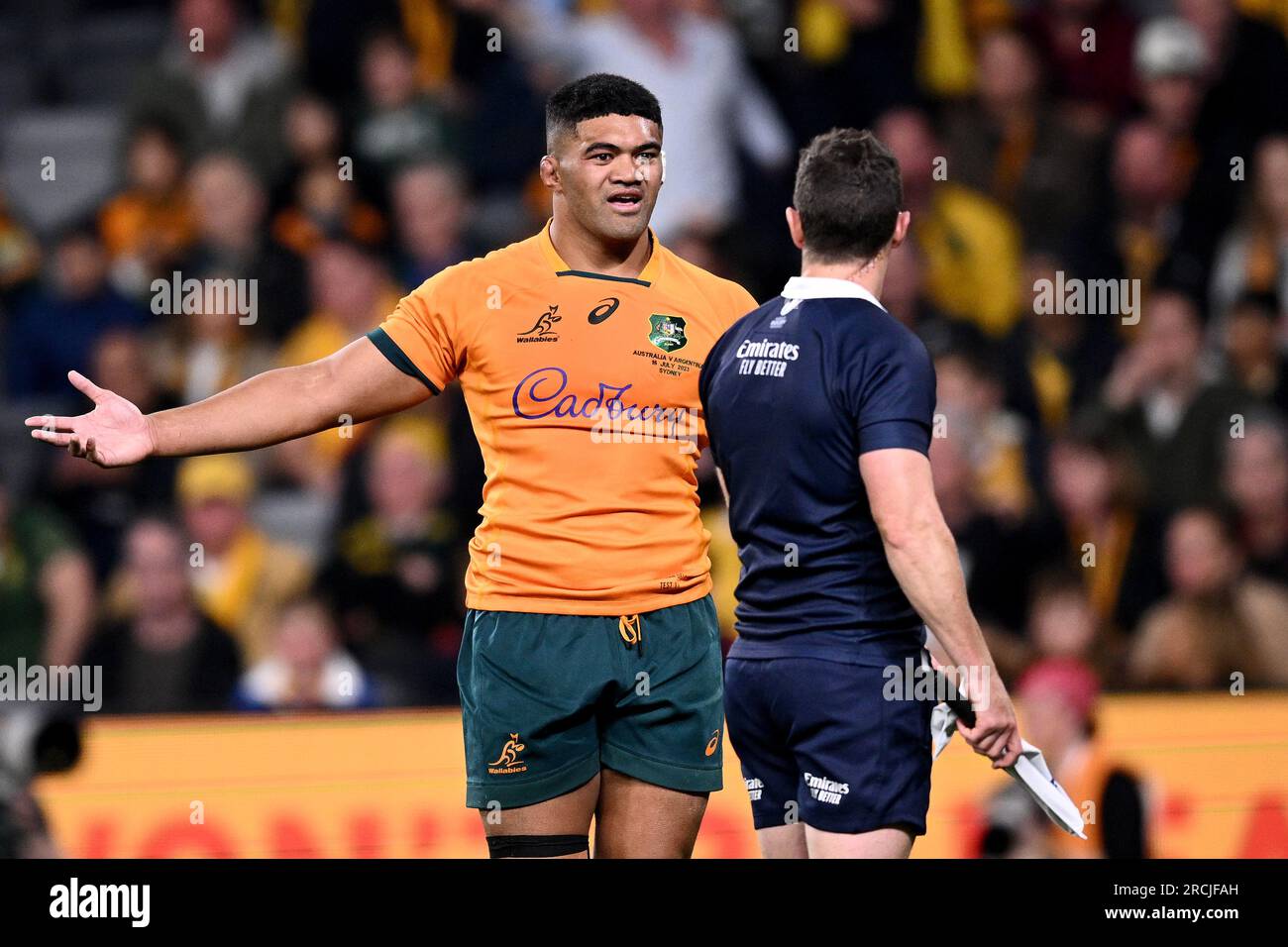 Sydney, Australia. 15th July, 2023. Jordan Uelese of the Wallabies ...