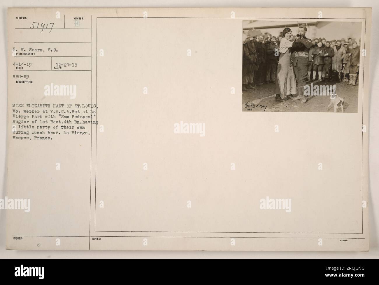 Miss Elizabeth Hart, a worker at the Y.M.C.A. Hut in La Vierge Park ...