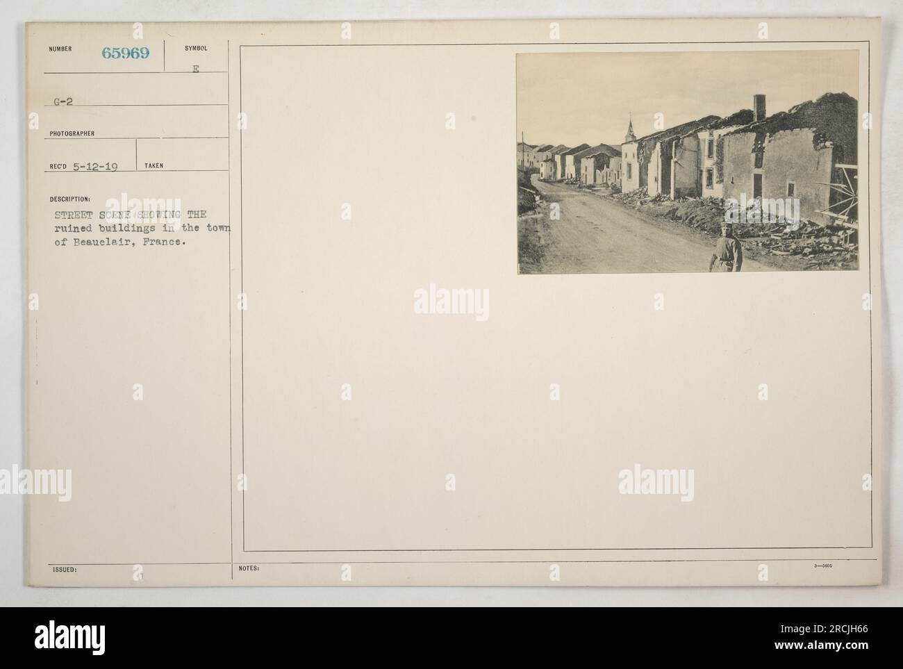 A photograph depicting the ruined buildings in Beauclair, France during ...