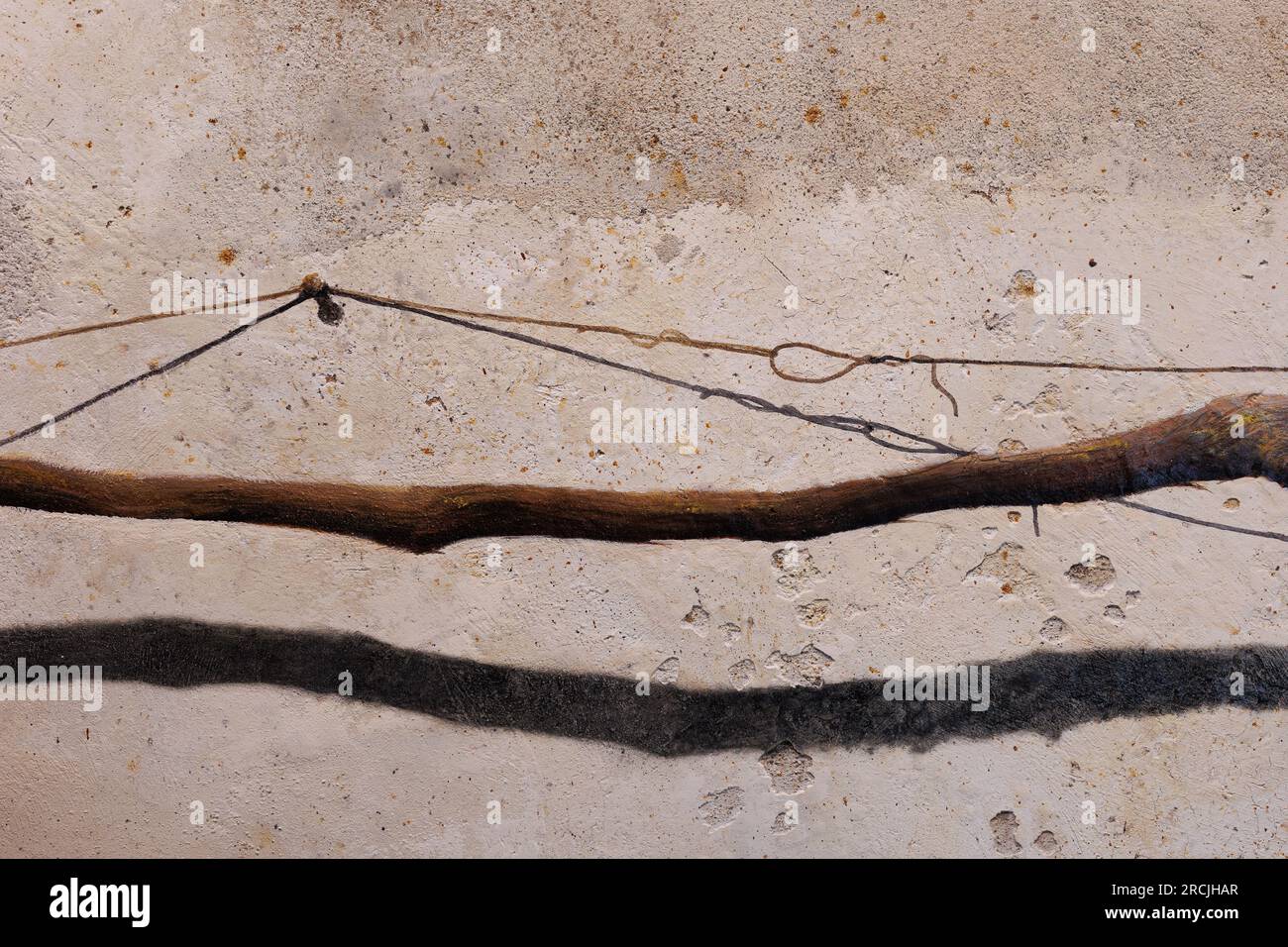 Painting Depicting a Log Viewed Horizontally with its Shadow Reflected ...