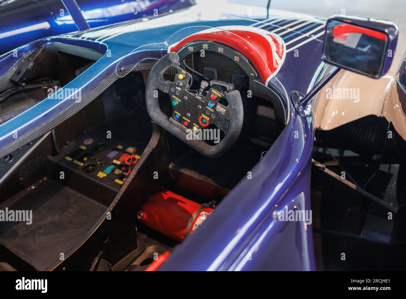 Detail View of the Steering Wheel with Integrated Controls of a Single ...