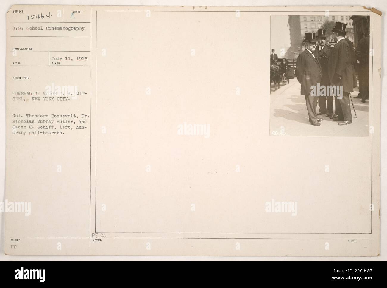 Honorary pall-bearers, Col. Theodore Roosevelt, Dr. Nicholas Murray ...