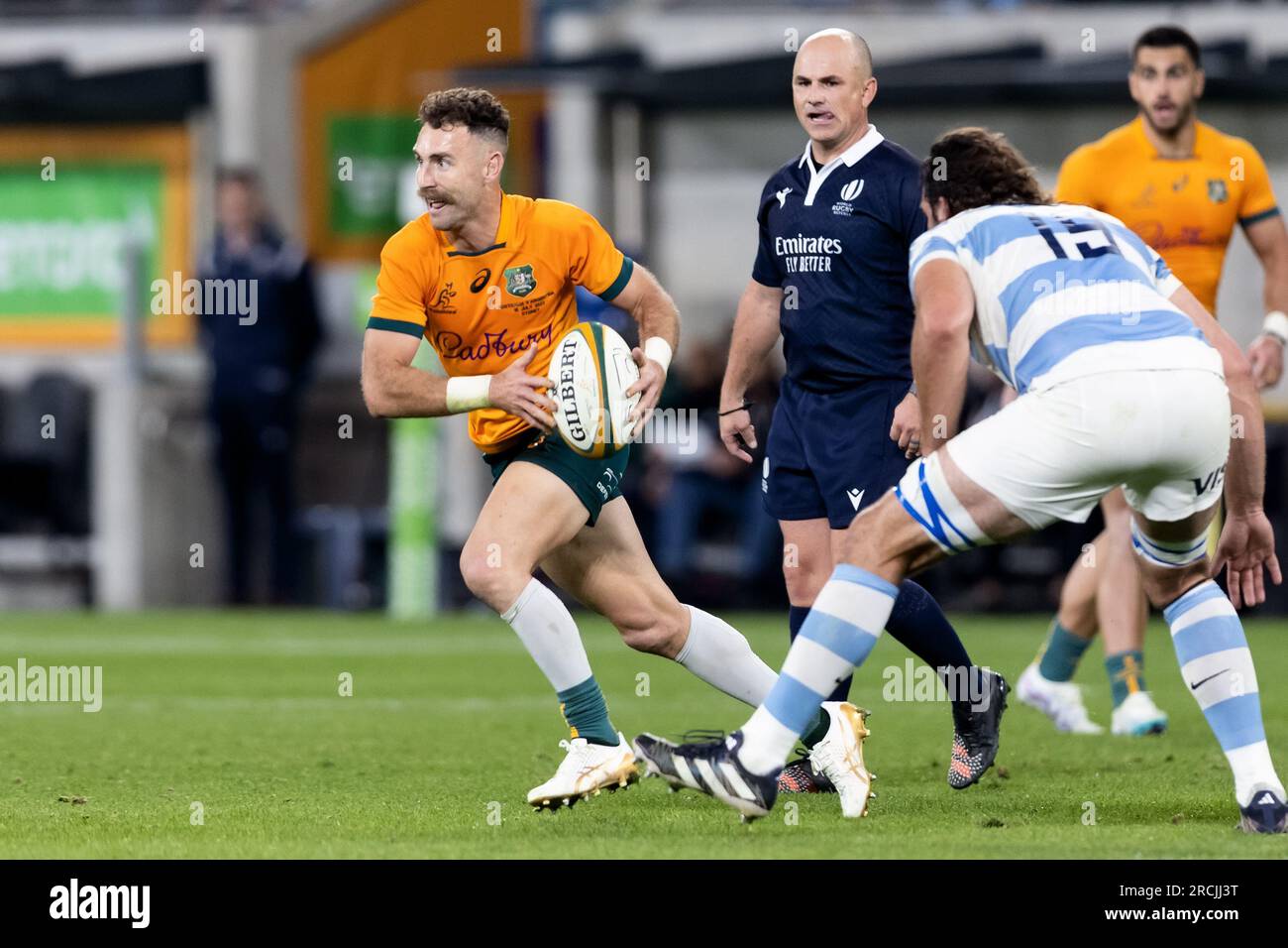 Sydney, Australia, 15 July, 2023. Nick White of Wallabies looks to pass ...