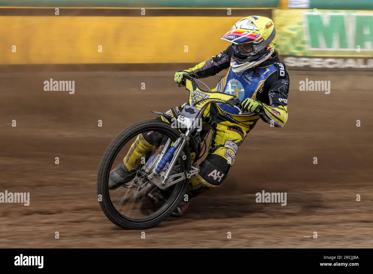 Dayle Wood - Edinburgh Monarchs Academy speedway rider. Action portrait ...