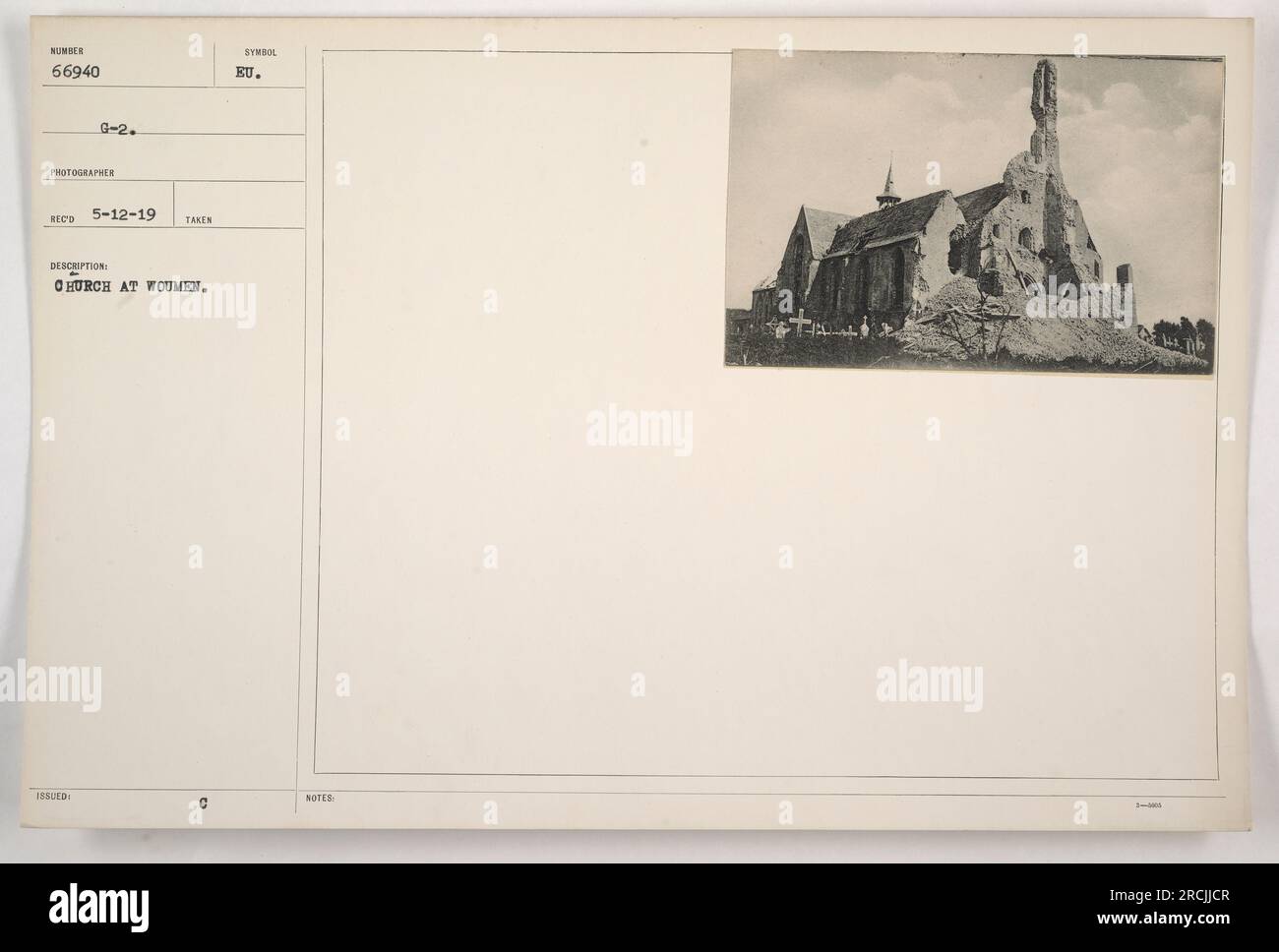 Church at Woumen, labeled as G-2, is captured in this photograph issued ...