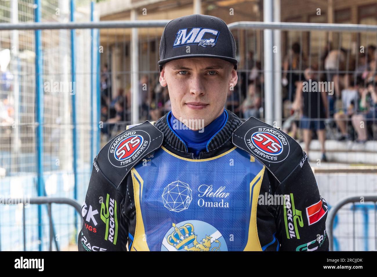 Max Clegg - Edinburgh Monarchs Academy speedway rider. Portrait Stock ...
