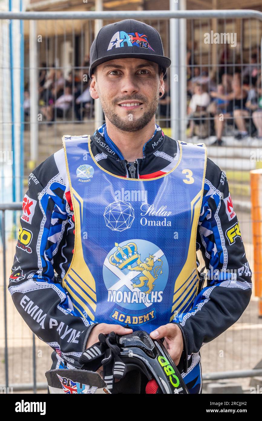 Adam Roynon - Edinburgh Monarchs Academy speedway rider. Portrait Stock ...