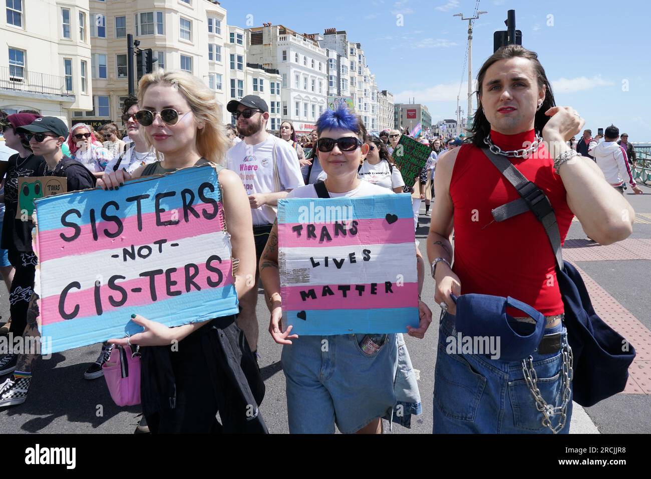 People take part in a Trans Pride protest march in Brighton. Picture ...