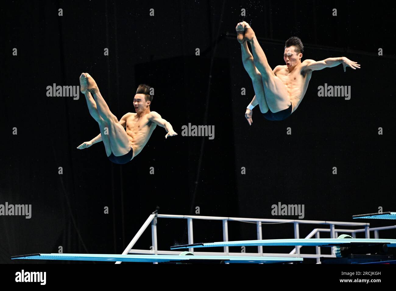Fukuoka, Japan. 15th July, 2023. Long Daoyi/Wang Zongyuan (R) of China ...
