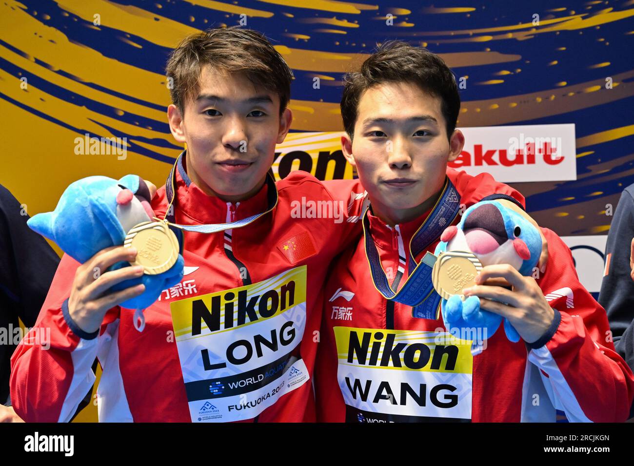 Fukuoka, Japan. 15th July, 2023. Long Daoyi/Wang Zongyuan (R) of China ...